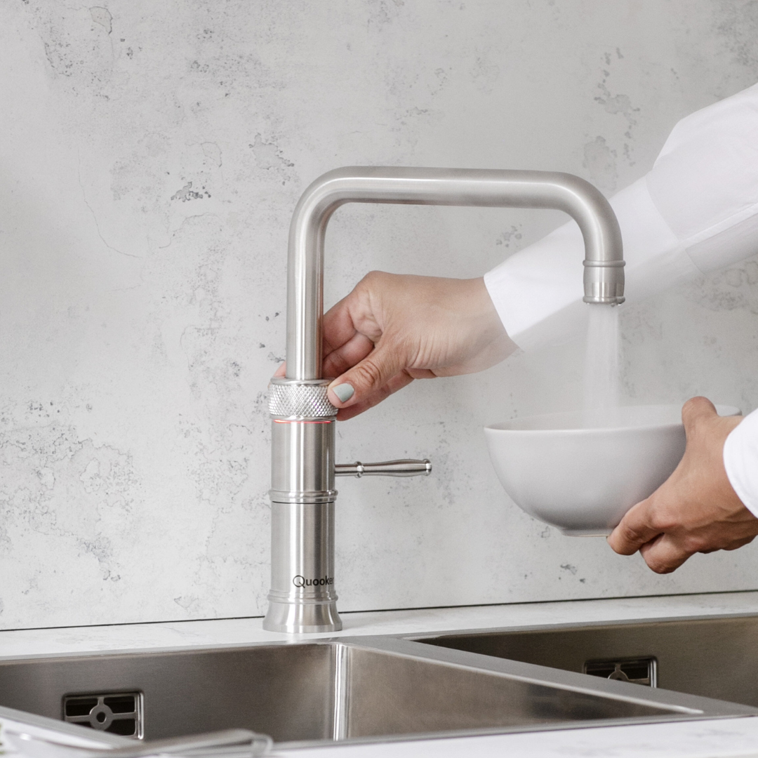 Quooker-Armatur in Voll-Edelstahl